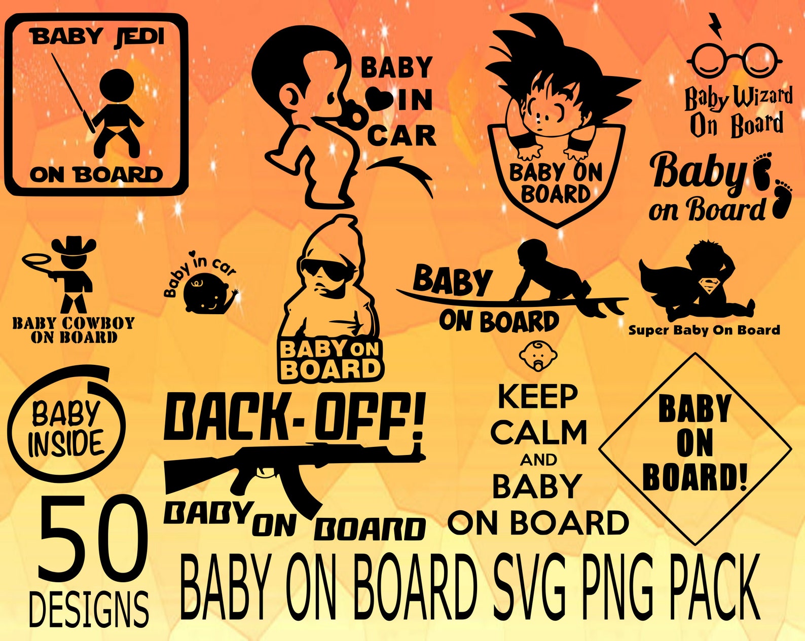 Baby on Board SVG PNG Design Bundle Stickers Design Pack - Etsy UK