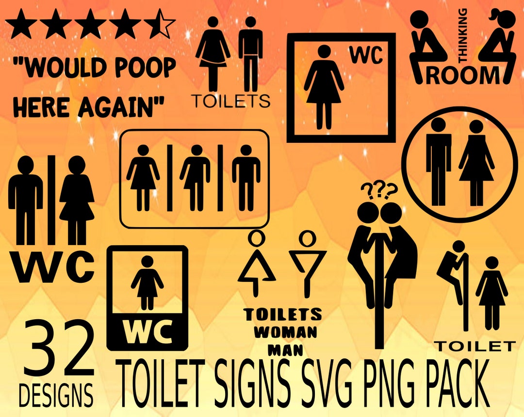 Toilet Signs SVG PNG Design Bundle, Wc, Toilet Cricuit Vector Clipart ...