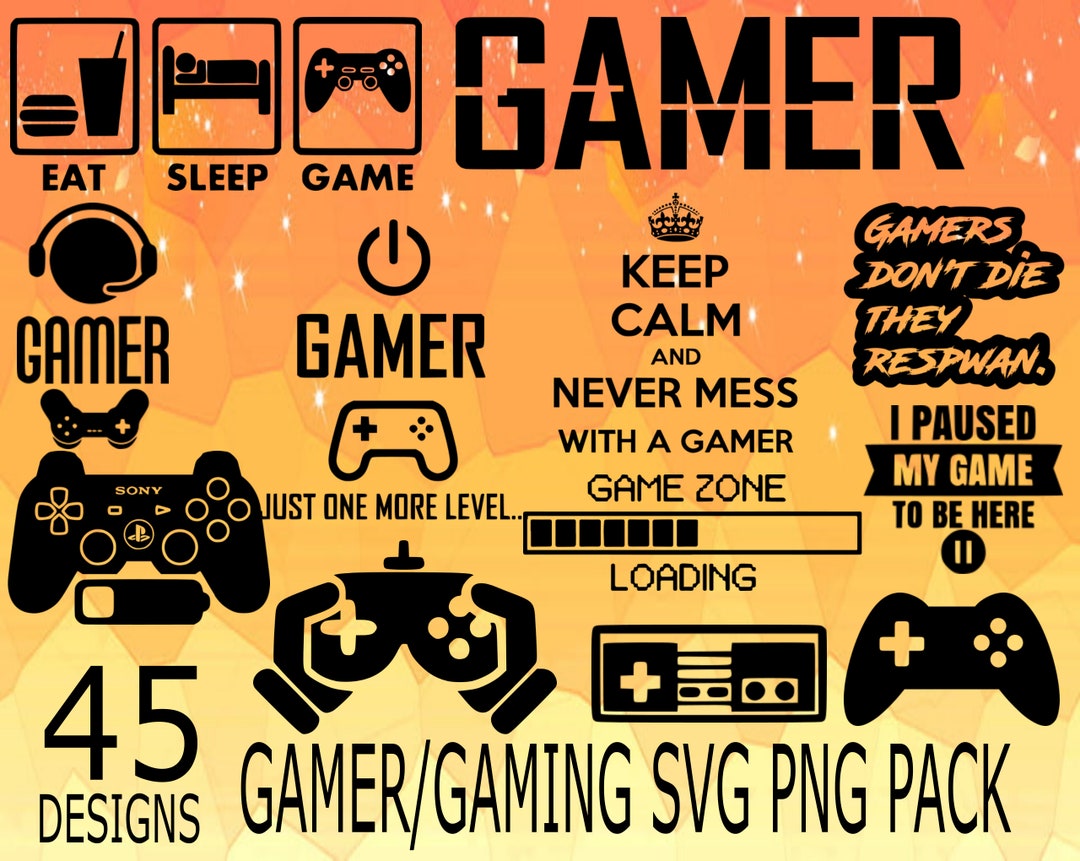 Gamer Gaming Geek SVG PNG Design Bundle Stickers Design Pack Cricuit ...