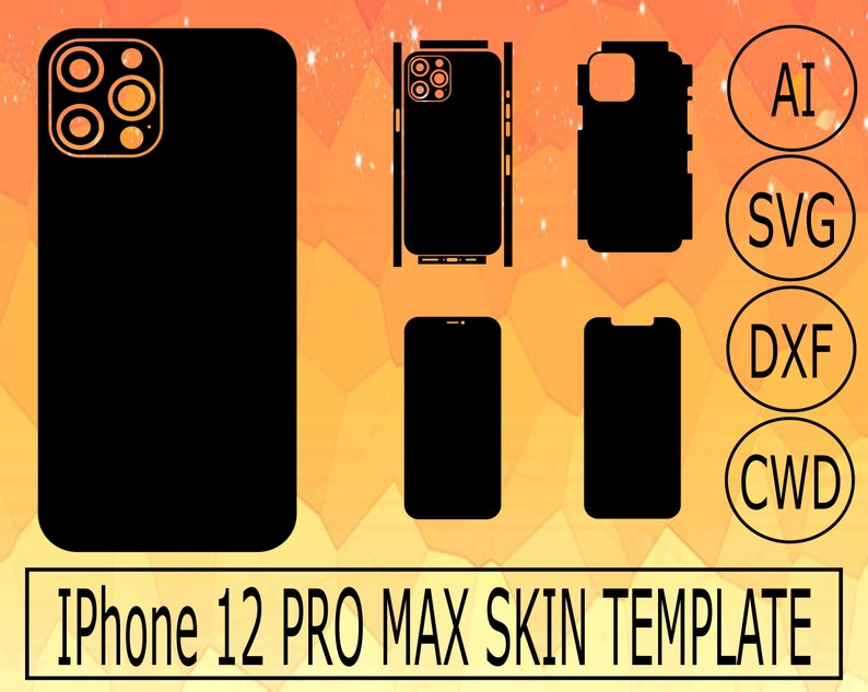 IPhone 12 Pro Max Skin Template SVG AI DXF corel plantilla de - Etsy España