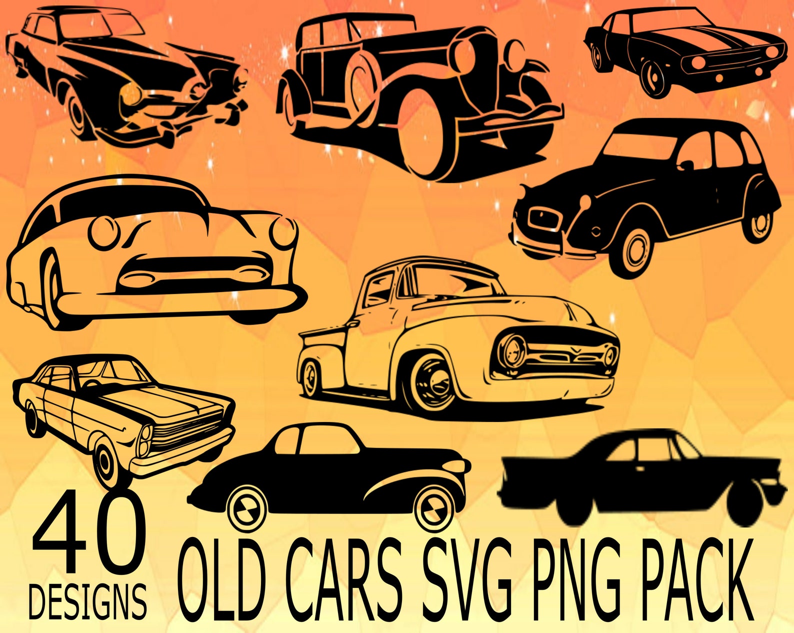 Old Cars Stickers SVG PNG Design Bundle Car Stickers Design - Etsy