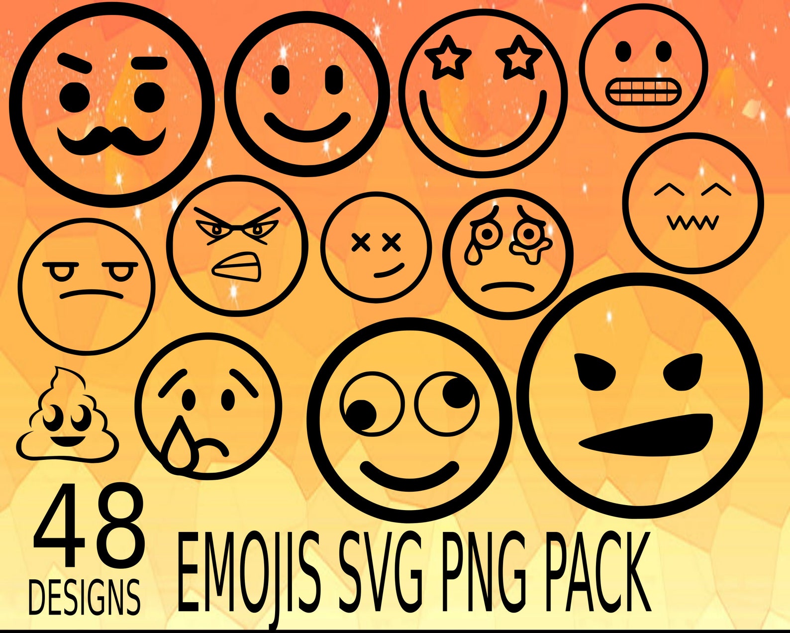 Emoji Faces SVG PNG Design Bundle Cricuit Design Pack Emojis - Etsy