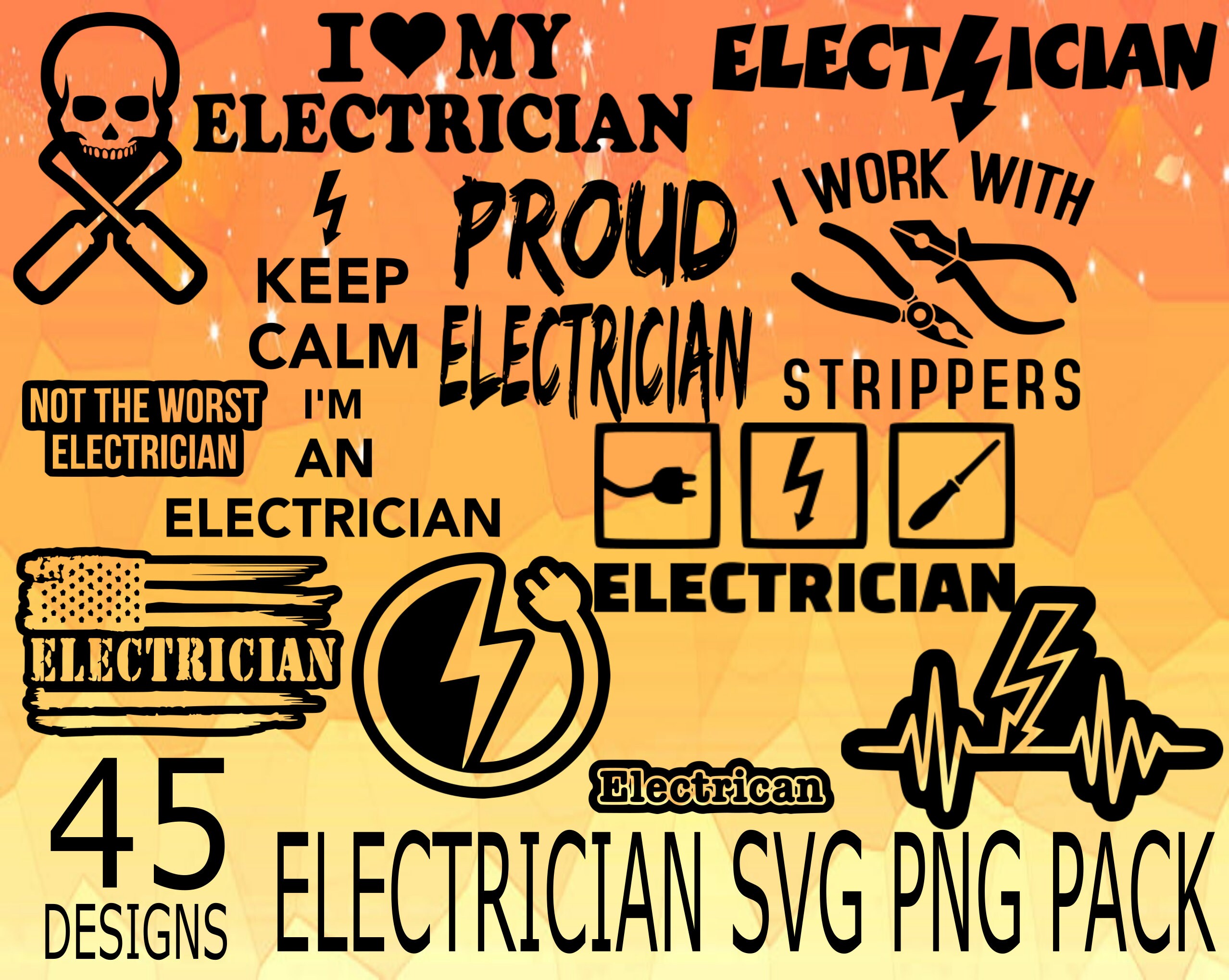 Electrician SVG PNG Design Bundle Cricuit Design Pack Cricuit Stencils ...