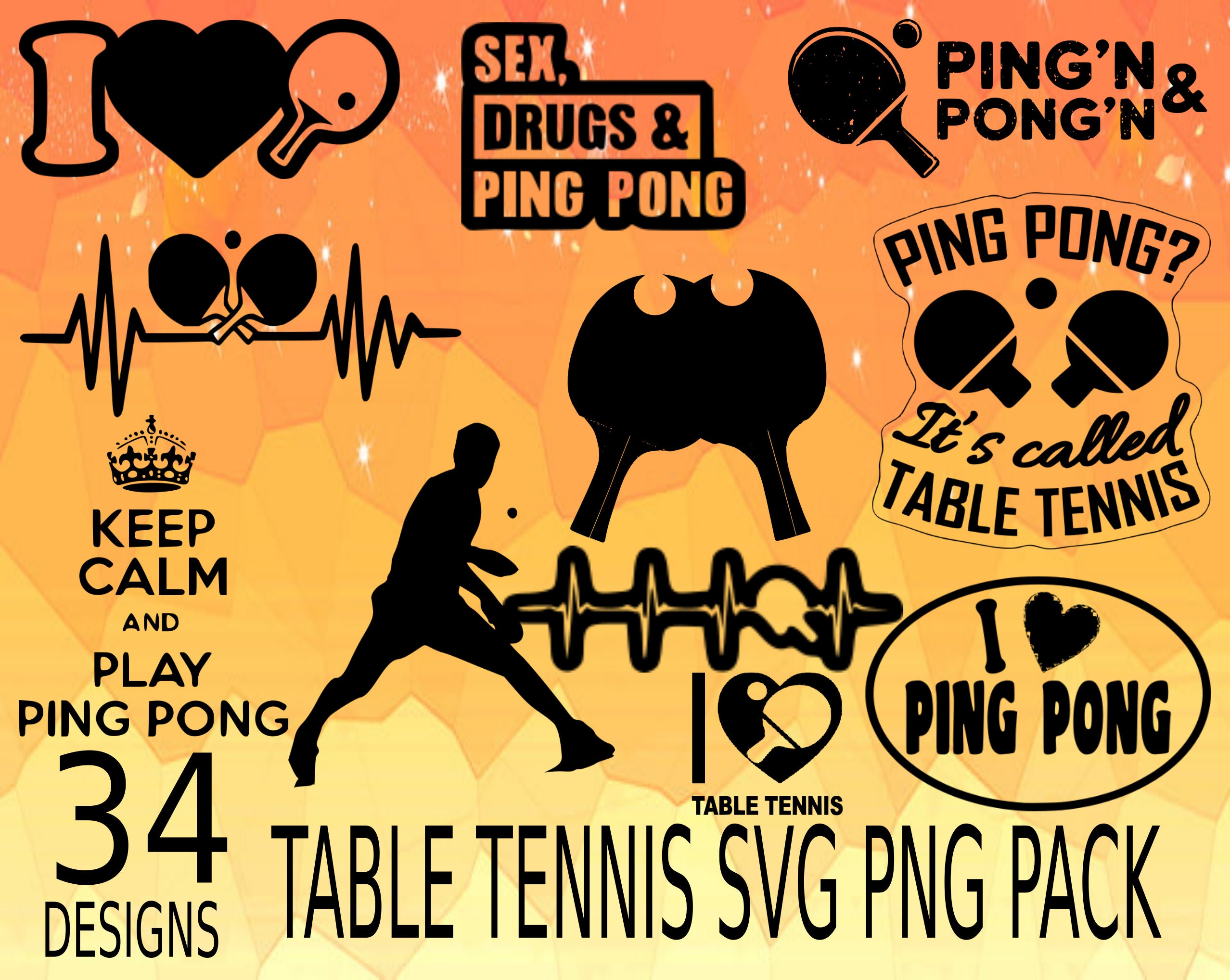 Ping Pong SVG PNG Vector Pack Svg Png Bundle Table Tennnis - Etsy Canada