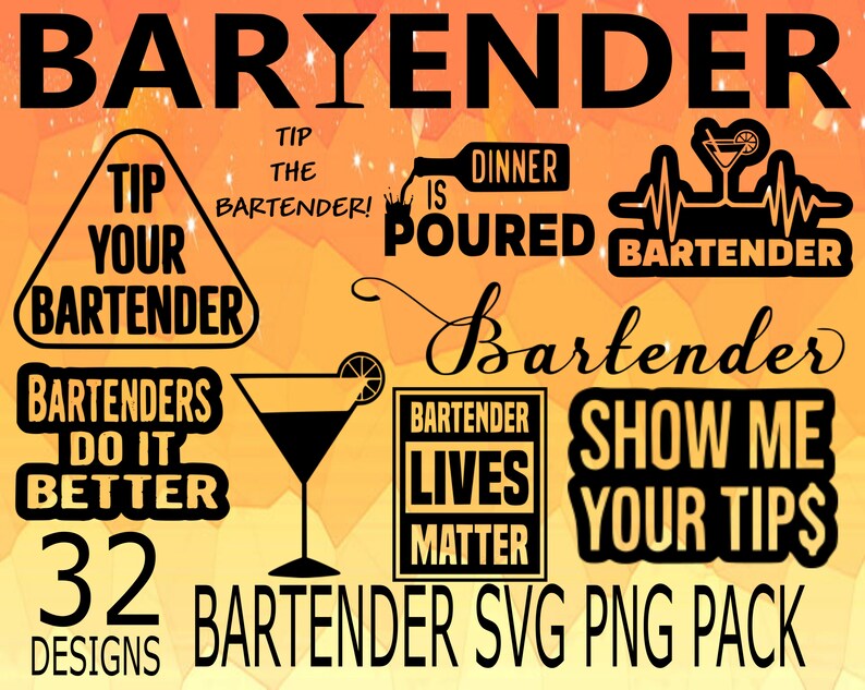 Bartender SVG PNG Design Bundle Bar Guy Bartender Tip My - Etsy