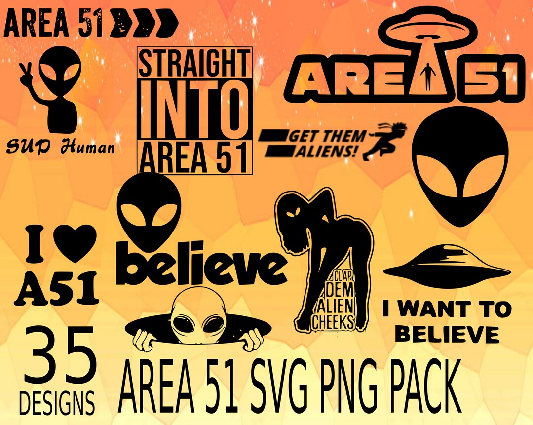 Area 51 SVG PNG Design Bundle Cricuit Design Pack Area 51, Aliens Svg ...