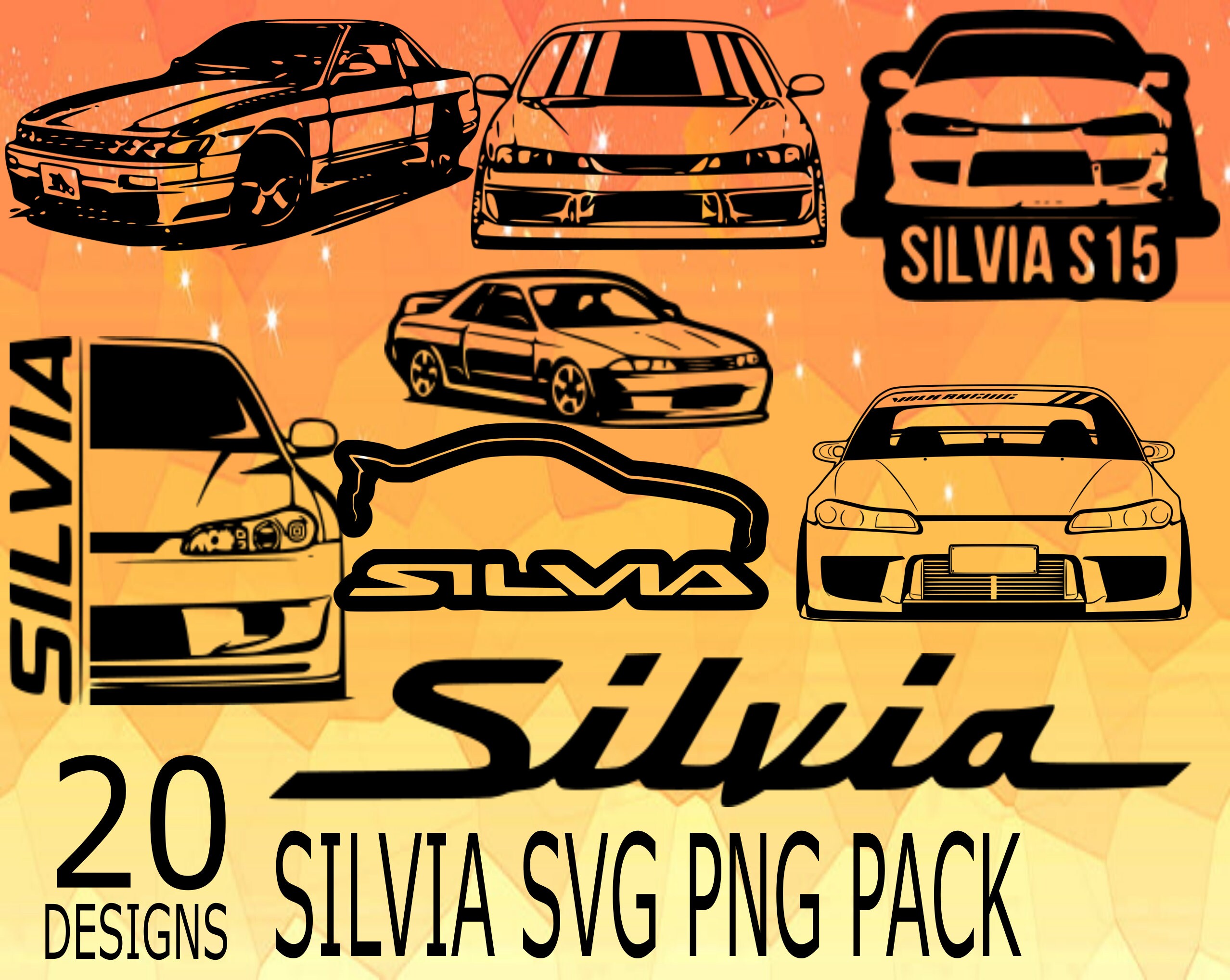Silvia Car Jdm Style SVG PNG Design Bundle Stickers Design Pack Cricuit ...