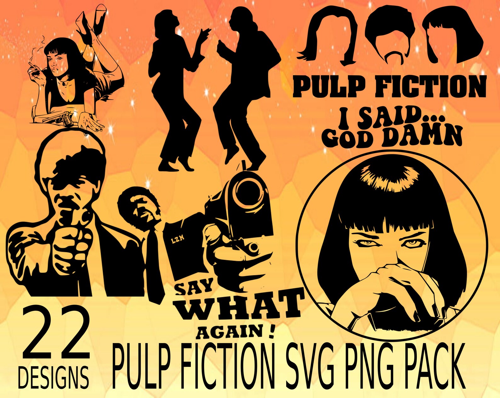 Pulp Fiction Movie Vectors: SVG PNG Design Bundle (digital Download ...