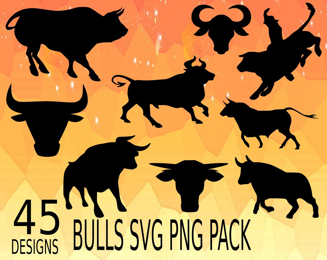 Bulls SVG PNG Design Bundle Stickers Design Pack Cricuit Designs Bulls ...