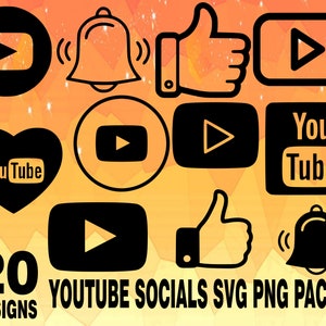 Icons for Youtube Stickers SVG PNG Design Bundle Cricuit Design Pack ...