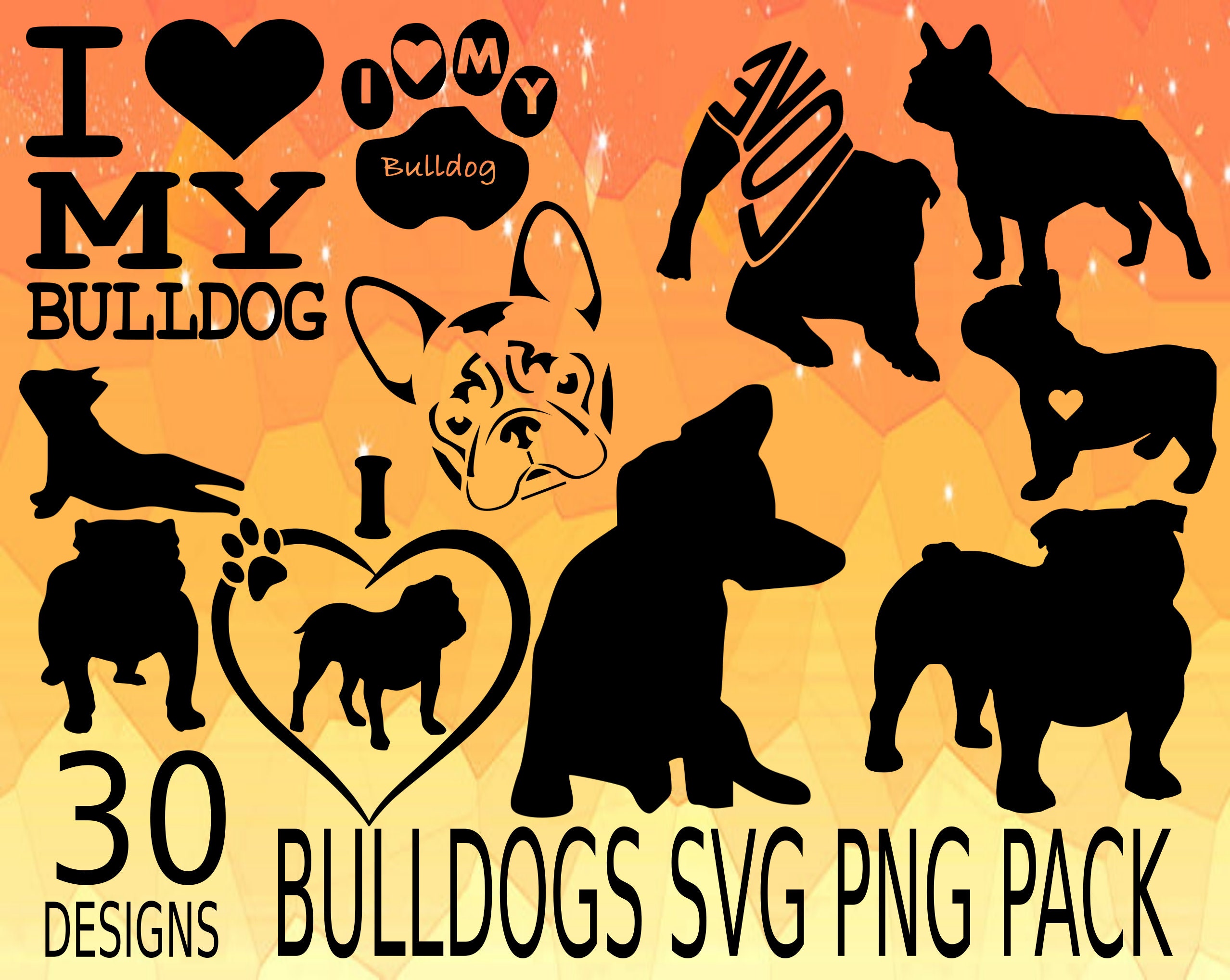 Bulldog SVG PNG Design Bundle Stickers Design Pack Cricuit | Etsy