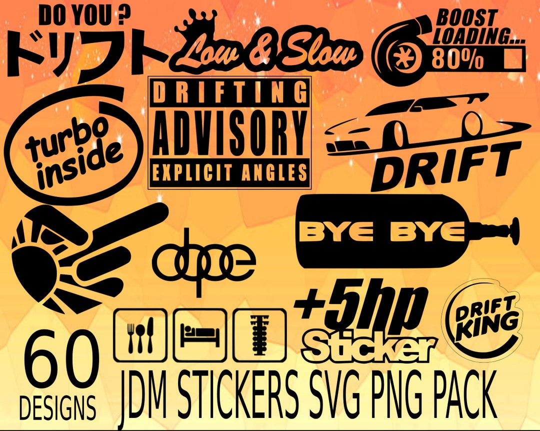Jdm Car Stickers Vector Pack Svg Png Vector Pack Vehicle Low Rider