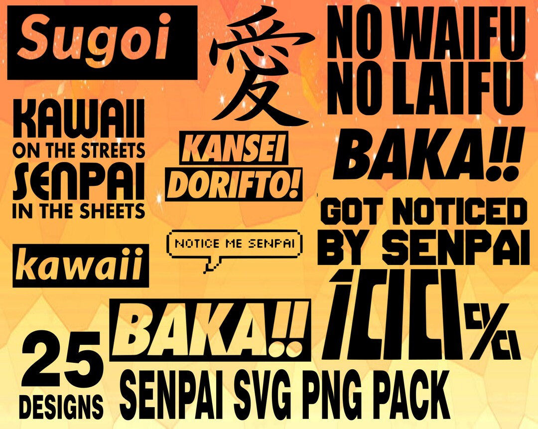 Senpai Otaku Vektor-Pack SVG, PNG Vektor-Pack baka, Senpai, Anime ...