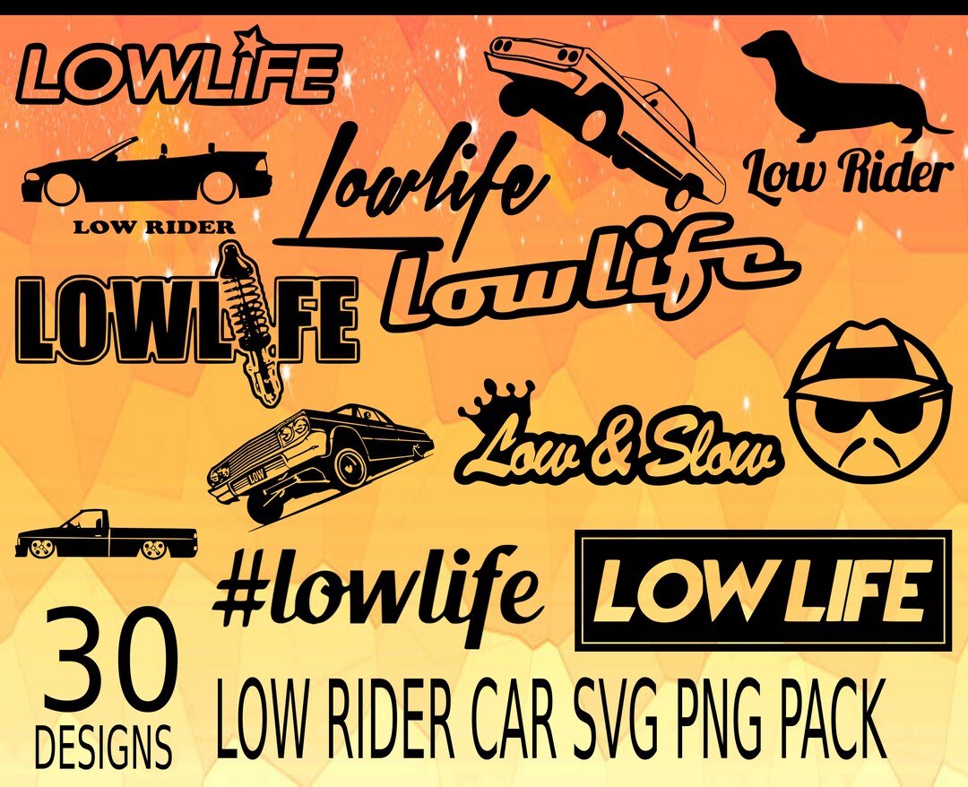 Lowrider Lowlife Car Vector Pack SVG, PNG Vector Pack Vehicle Low Rider ...