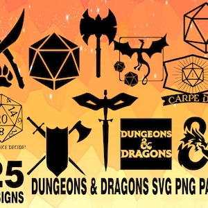 Dnd Dungeons and Dragons SVG PNG Design Bundle Stickers Design Pack ...