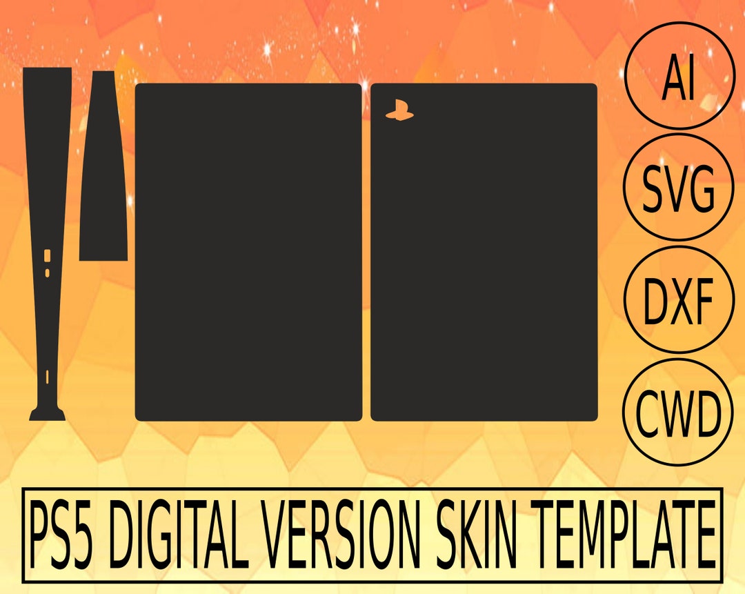 PS5 Video Game Console Digital Version, Skin Template SVG AI DXF Corel ...