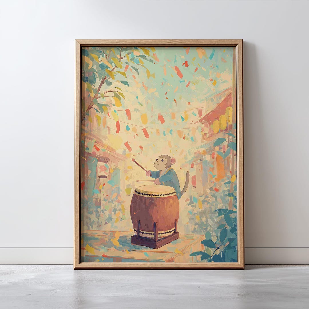 Monkey | Taiko Drum | Japanese Style | Festival | Digital Poster ...