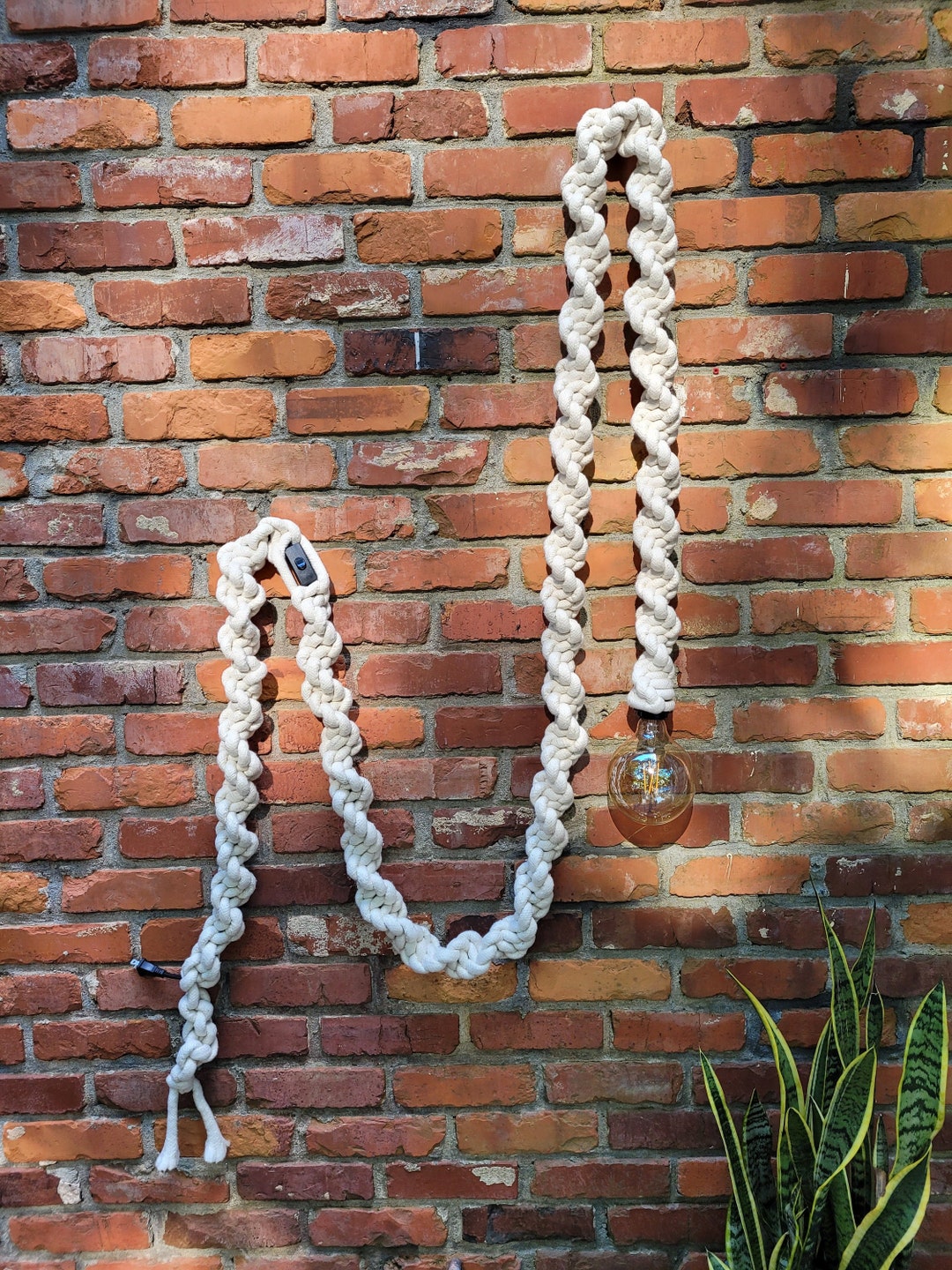 Handmade Macrame Pendant Light Cord, Bohemian Home Decor, Rope Light ...