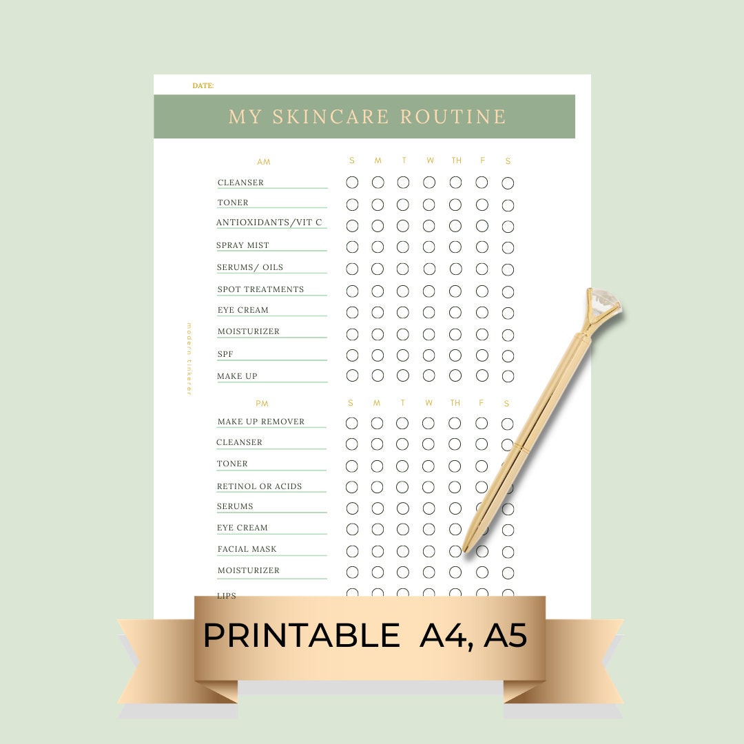 Digital and Printable Beauty Planner, Skincare Planner, Skincare ...