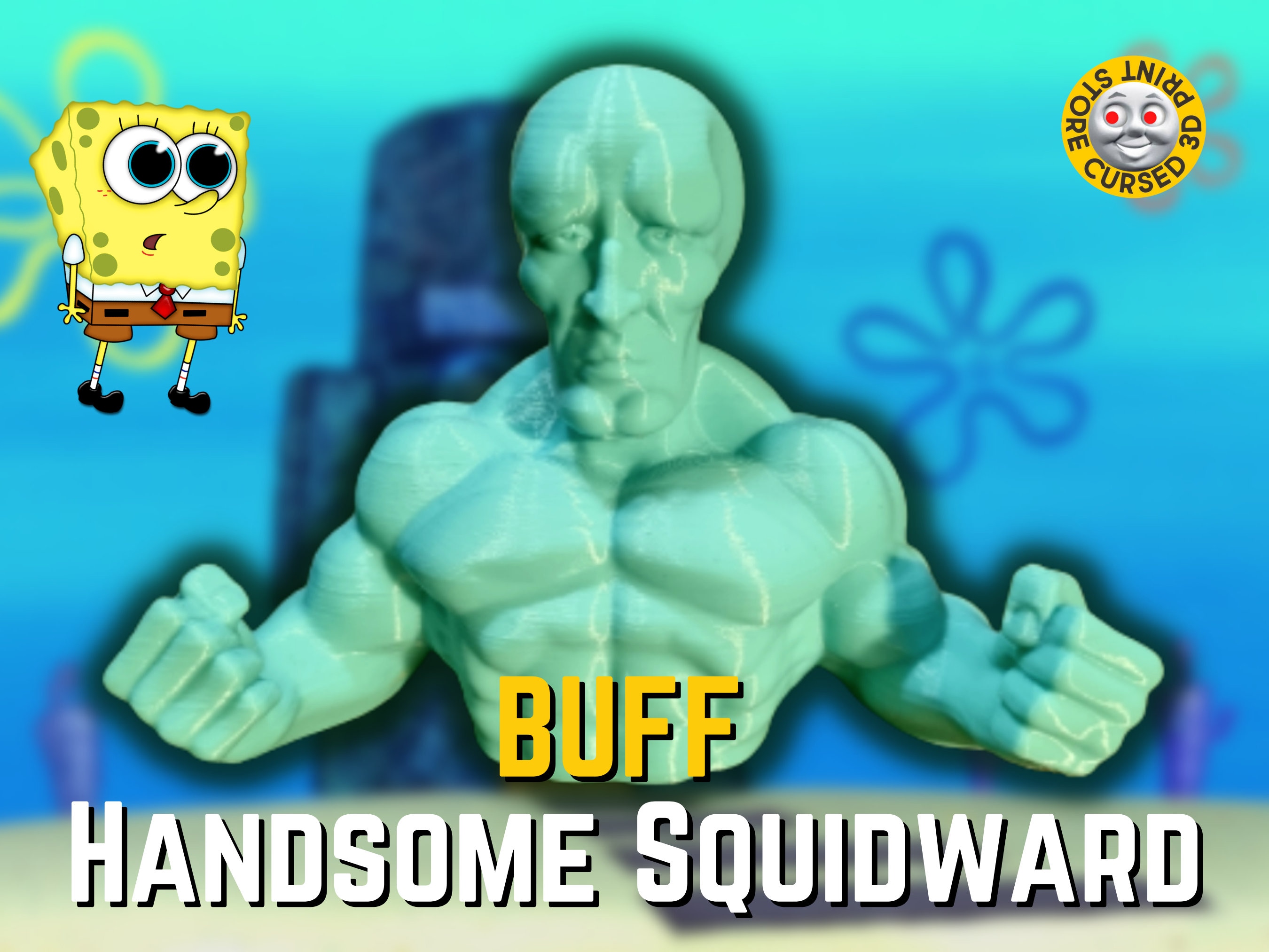 3d printed pla statue handsome squidward buff Sculpture Art & Collectibles etna.com.pe