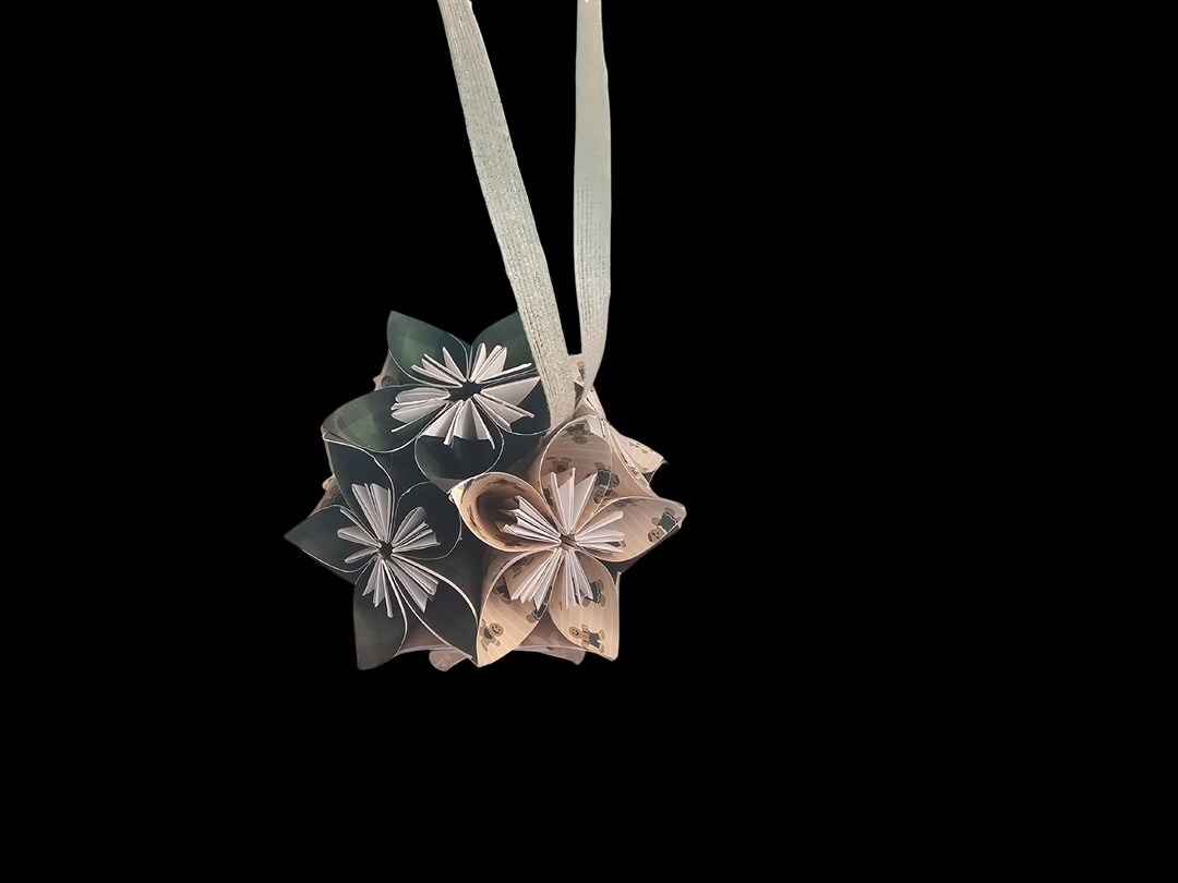 OOAK Gingerbread Man Decorative Kusudama Paper Flower Ornament, Green ...