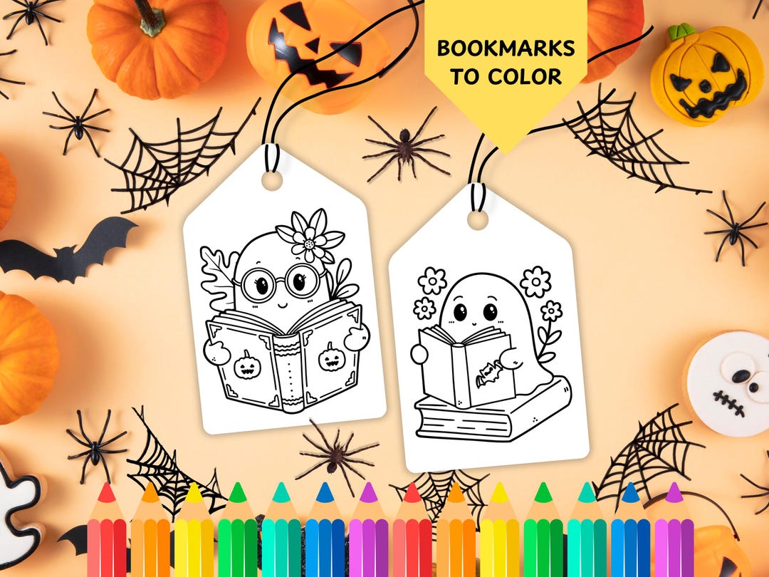 Halloween Ghost Bookmarks to Color, Kids Printable (PDF) - Etsy