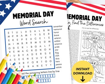 Kids Memorial Day Activity Sheets to Print – Printable Word Search ...