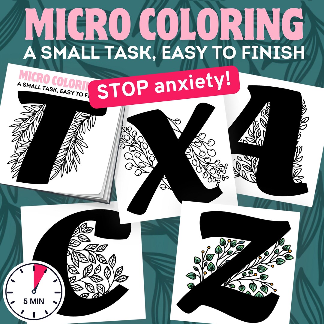 Micro Coloring Pages to Avoid Anxiety, ADHD Art Therapy Coloring ...
