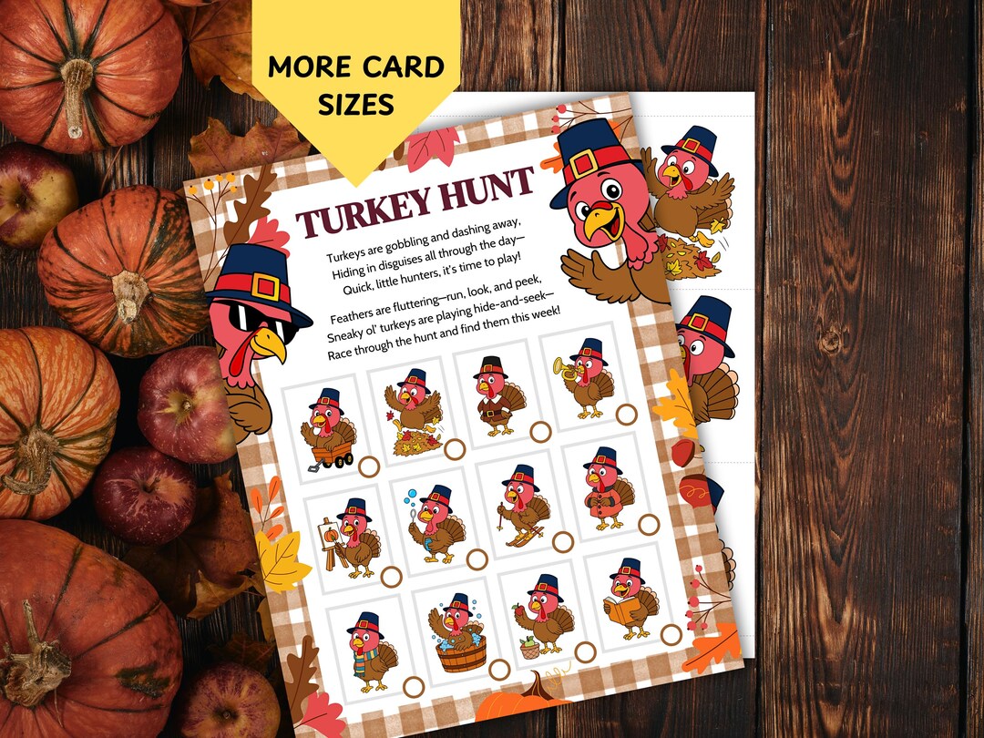 Thanksgiving Turkey Hunt Game, Printable Scavenger Hunt (PDF Digital ...