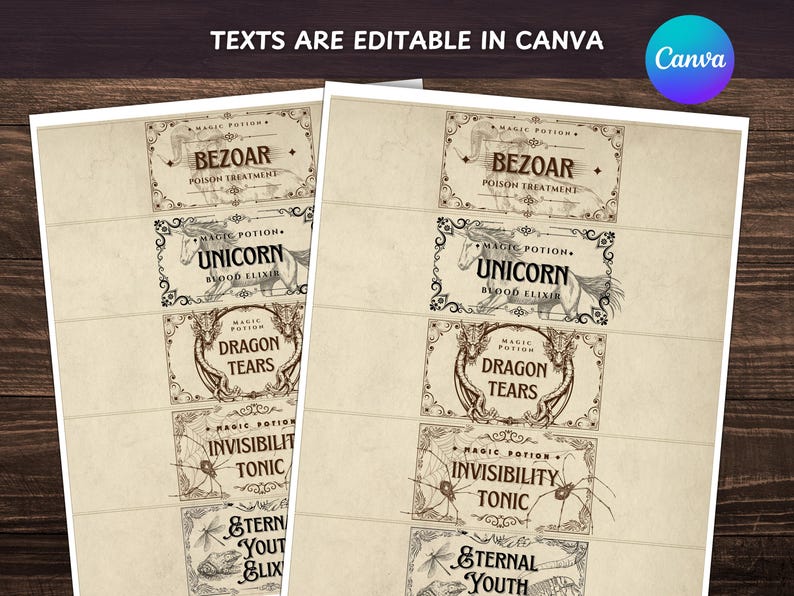 Editable Wizard Potion Bottle Labels: Vintage Halloween Party Decor ...
