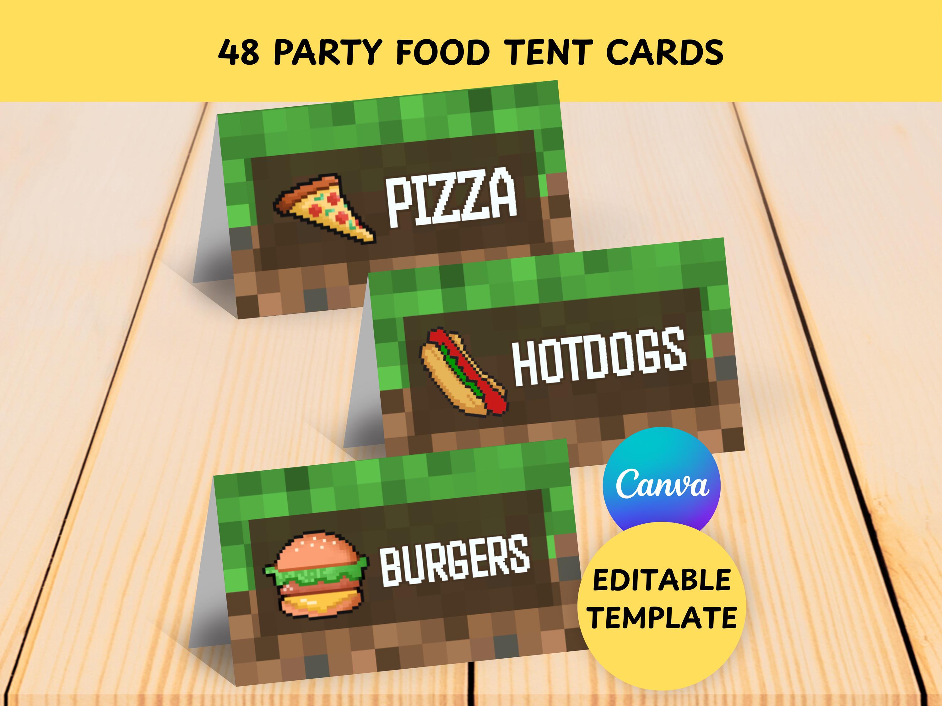 Mine Gaming Food Labels Party Bundle, Printable Editable Canva - Etsy