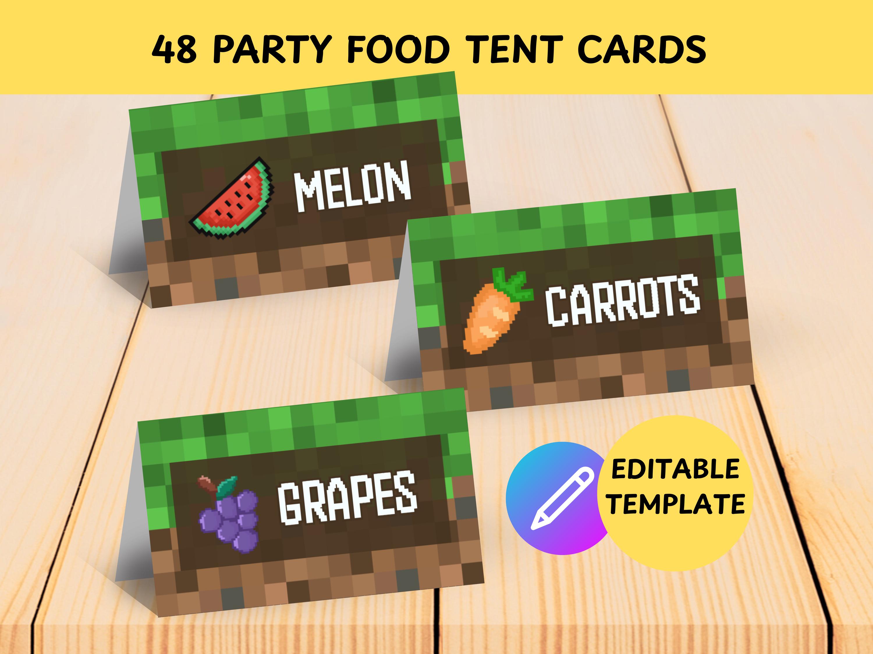 Mine Gaming Food Labels Party Bundle, Printable Editable Canva - Etsy