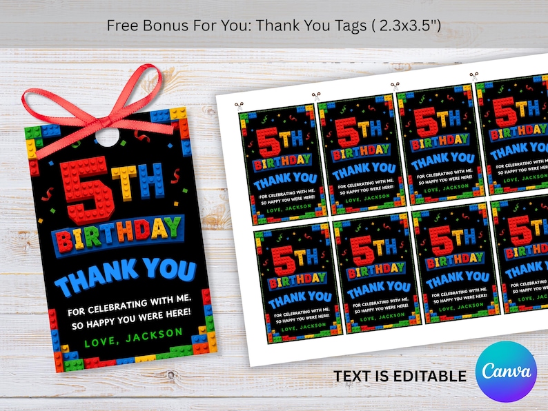 5th Birthday Building Party Invitation, Building Blocks Editable ...