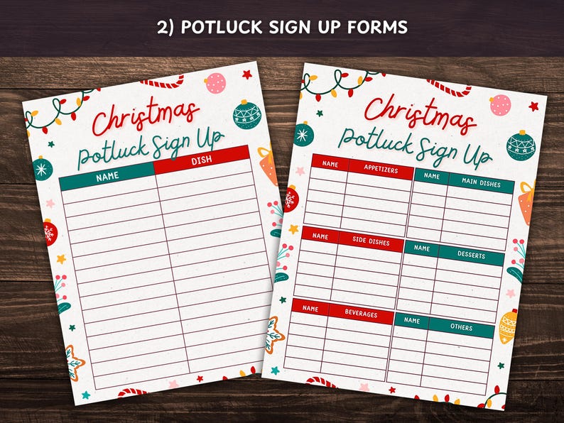 Christmas Potluck Invitation Bundle, Editable Festive Printables ...