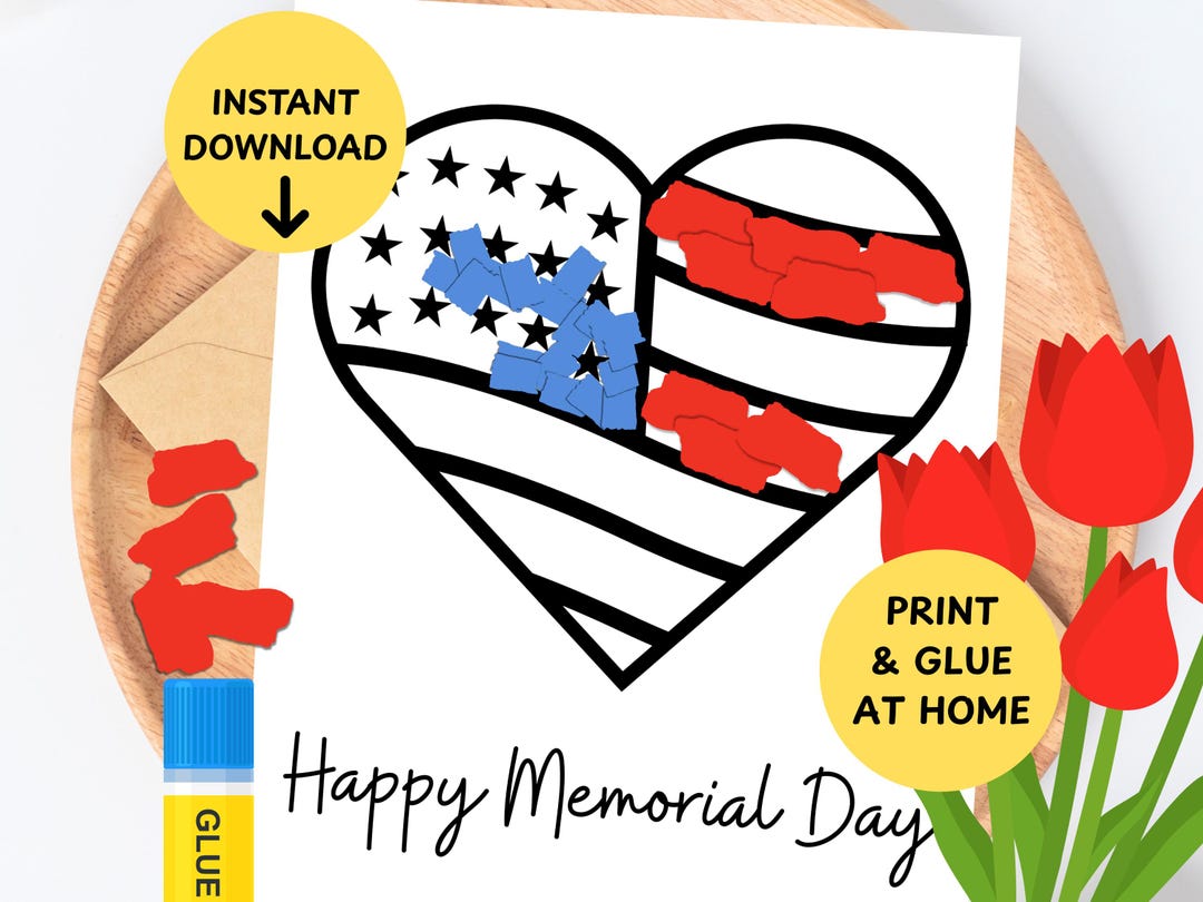 Memorial Day Craft Template for Kids to Print, Easy Vacation Activity ...