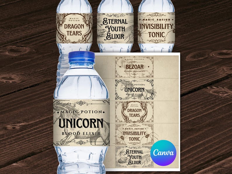 Editable Wizard Potion Bottle Labels: Vintage Halloween Party Decor ...