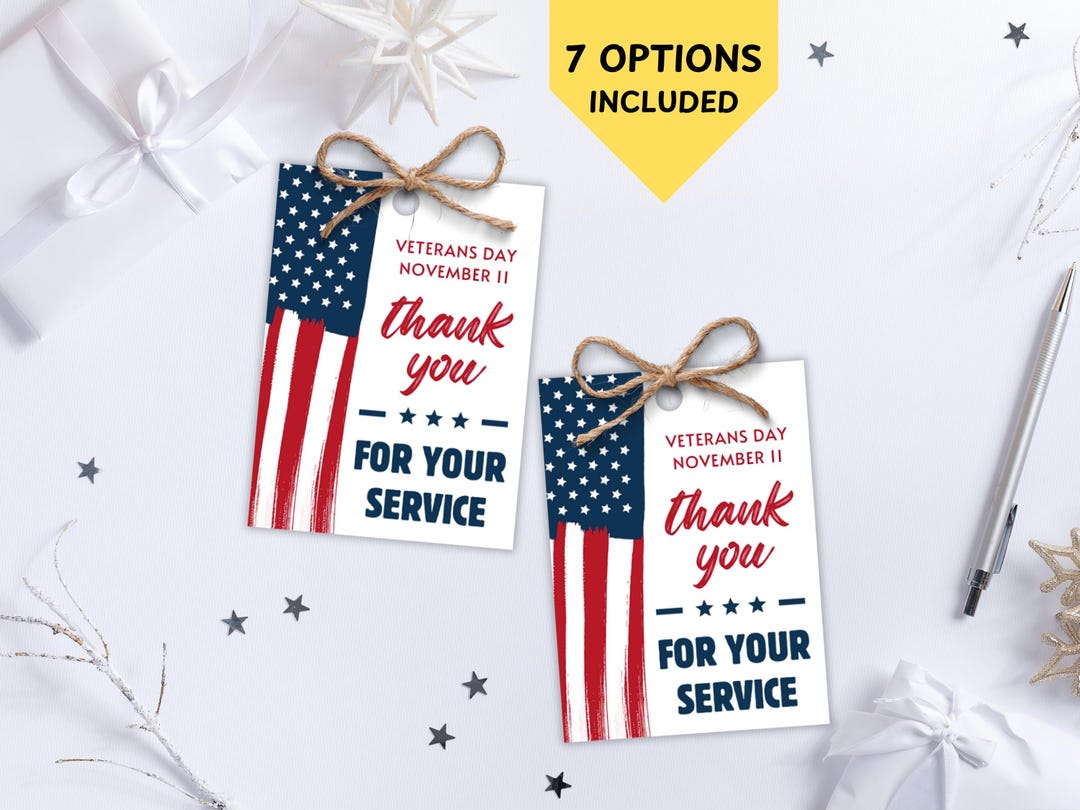 Veterans Day Gift Tags Printable Bundle: Thank You for Your Service ...