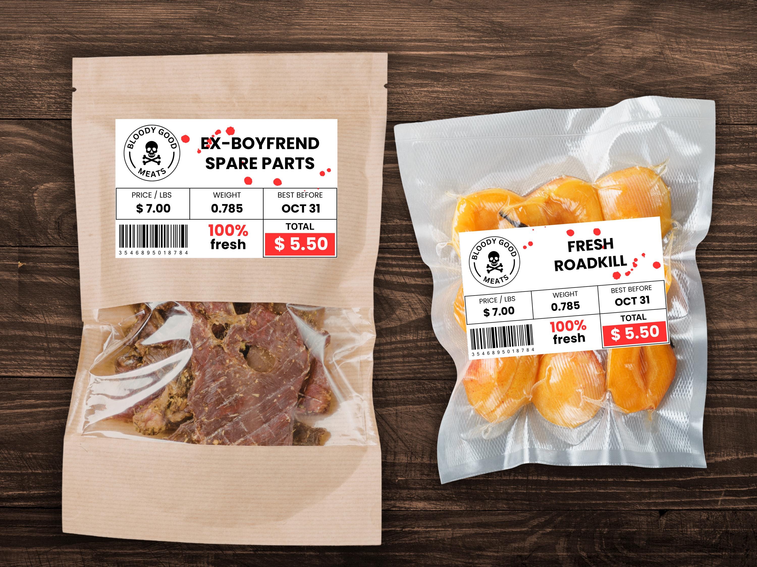 Editable Halloween Meat Labels, Spooky Treat Stickers (digital Download ...