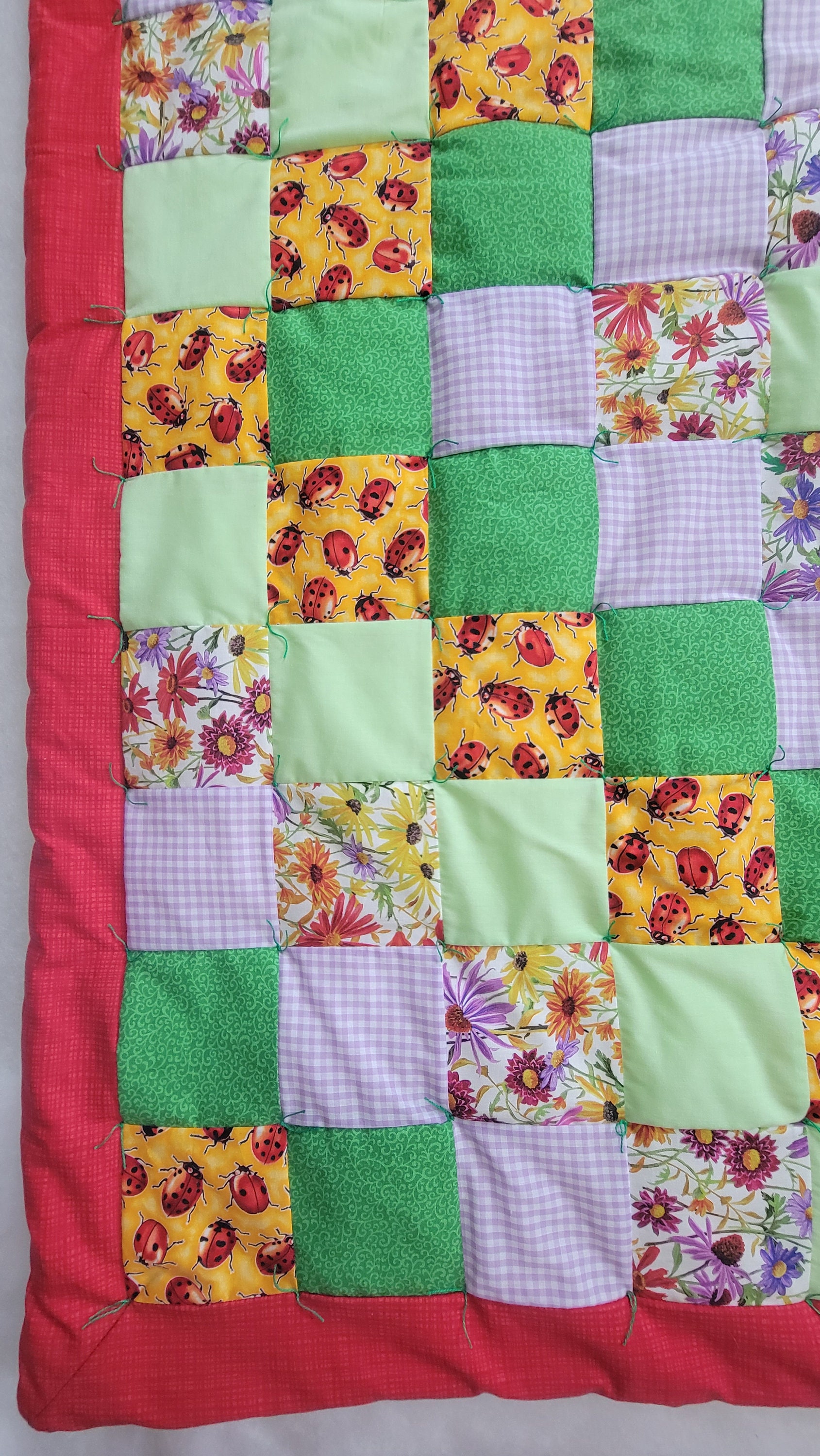 Yellow Flowers and Ladybugs Baby Quilt (BQ51) - Etsy