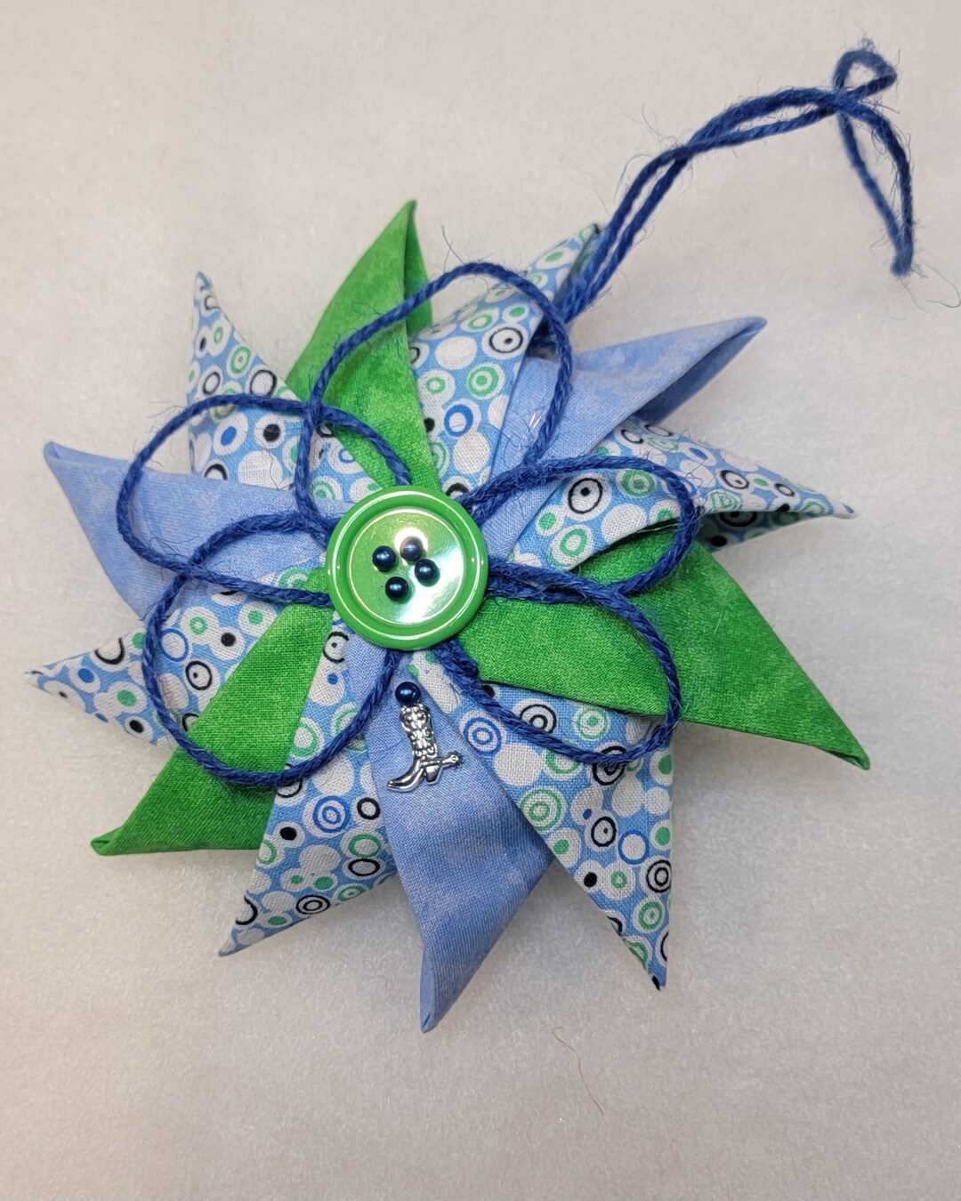 Neon Green and Blue Geometric Pinwheel Ornament (PW42) - Etsy