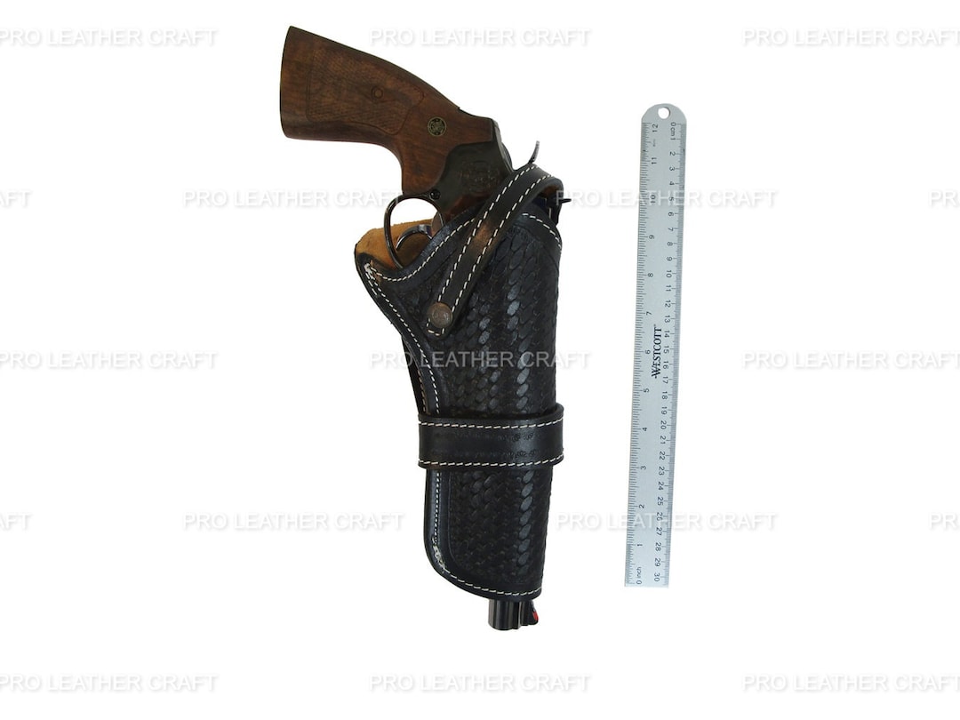 Gun Holster Pistol Cover Revolver Holder Basket Weave Tooled Leather ...