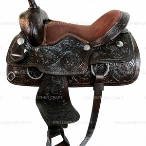 Western Saddle Barrel Racing Horse Trail Pleasure Tooled Leather Tack ...