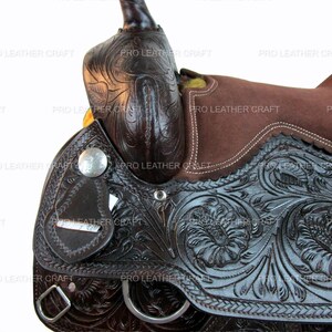 Western Saddle Barrel Racing Horse Trail Pleasure Tooled Leather Tack ...