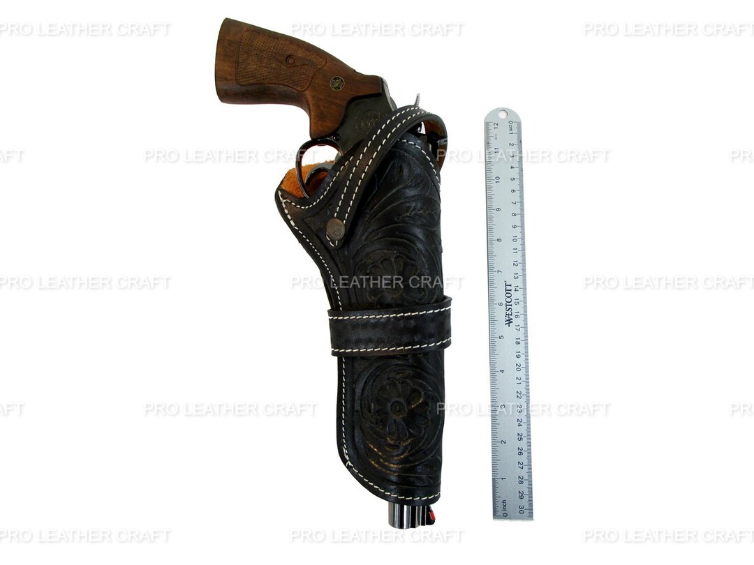 Gun Holster Pistol Cover Gun Holder Floral Tooled Leather Open Bottom ...
