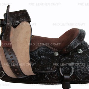 Western Saddle Barrel Racing Horse Trail Pleasure Tooled Leather Tack ...