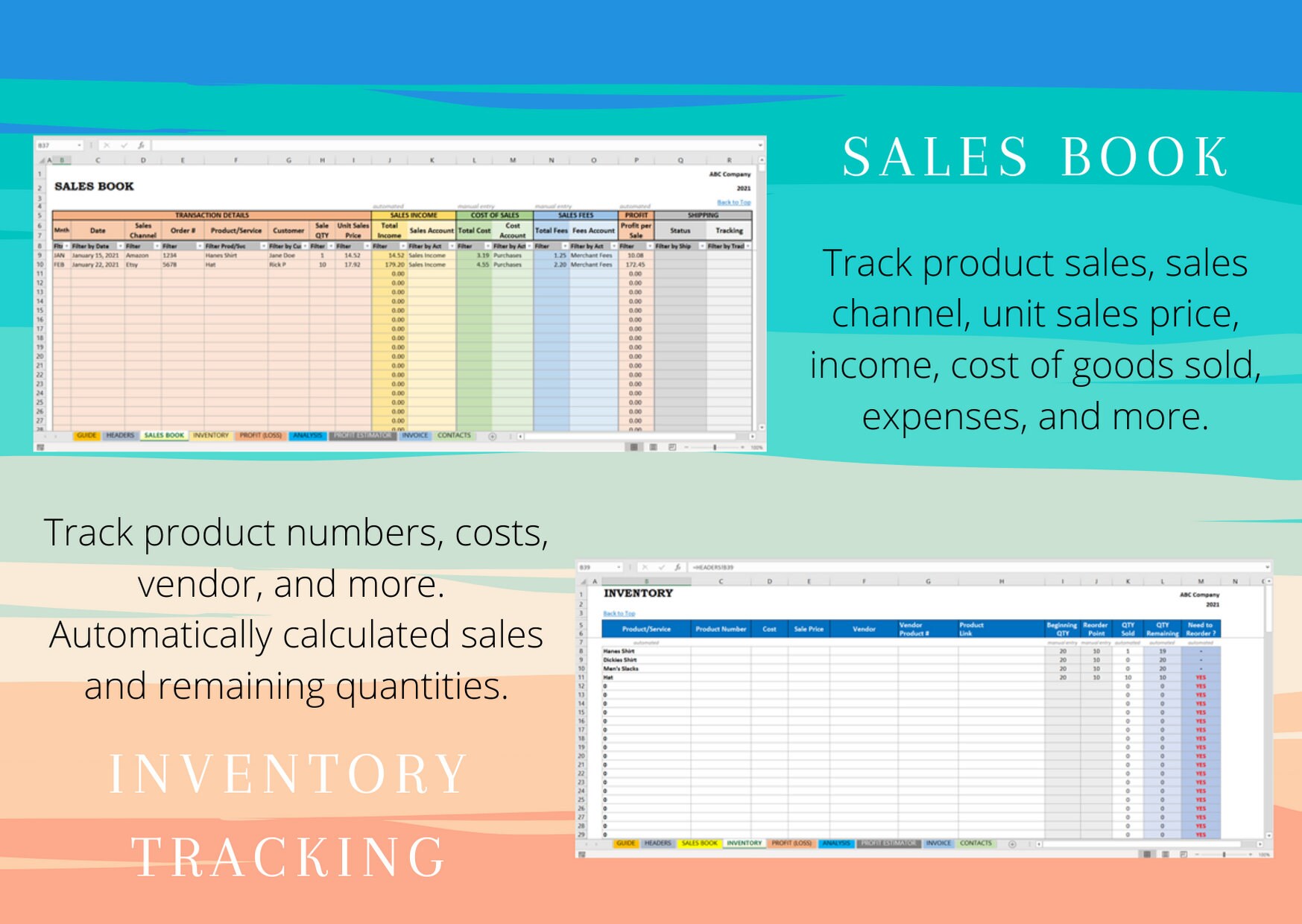 Sales & Inventory Tracker – Excel Spreadsheet/template – Google Sheets ...