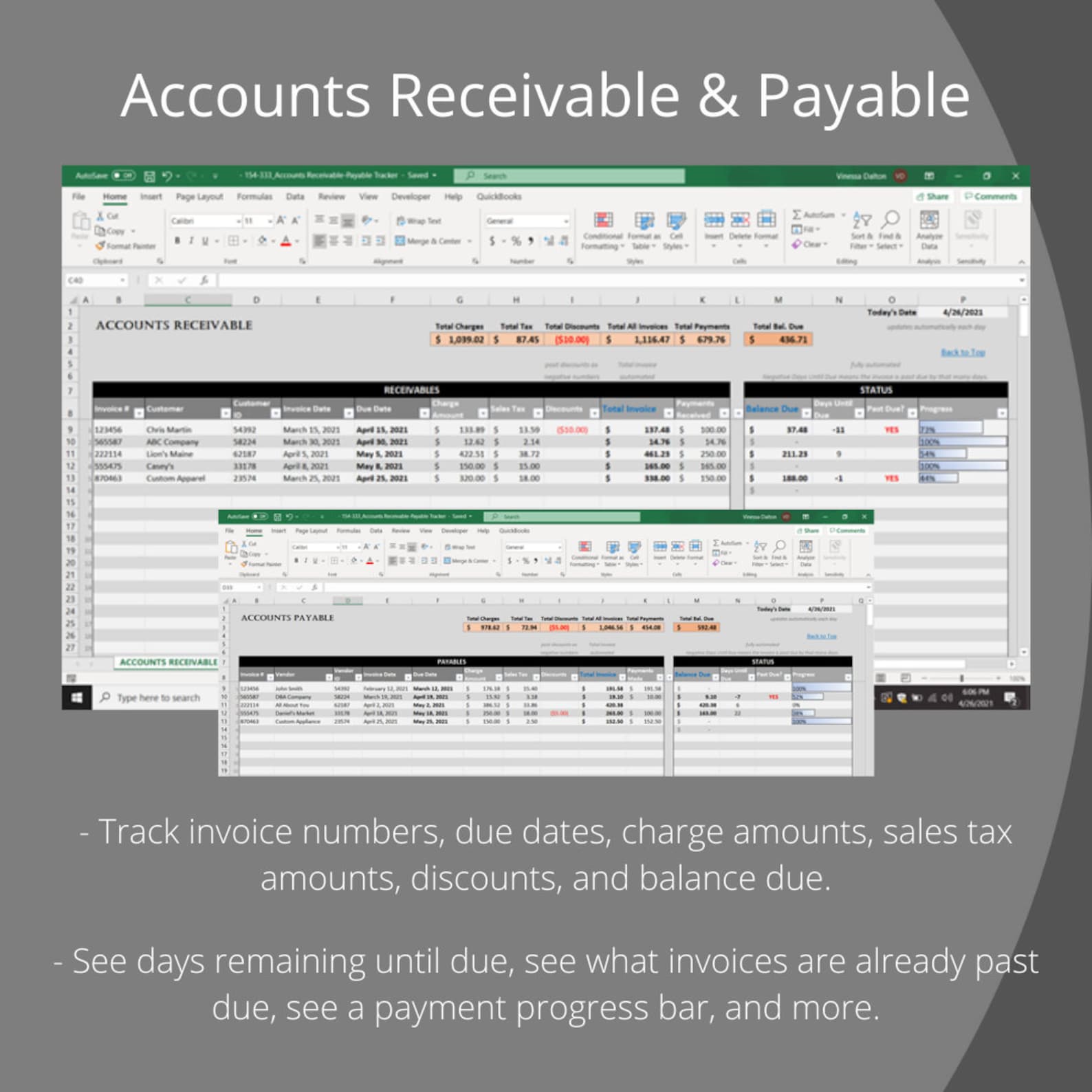 Accounts Receivable & Accounts Payable Tracker - Excel Template ...