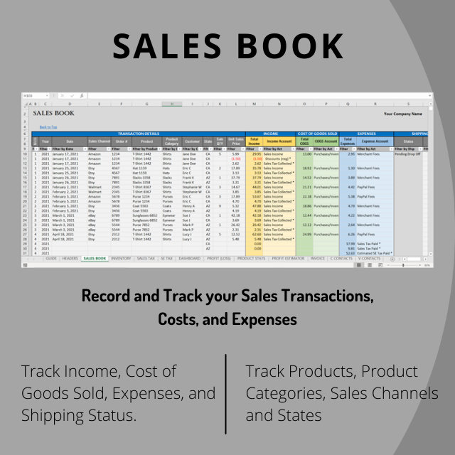 Ultimate Inventory & Sales Tracker - Bookkeeping for Sales - All in One ...