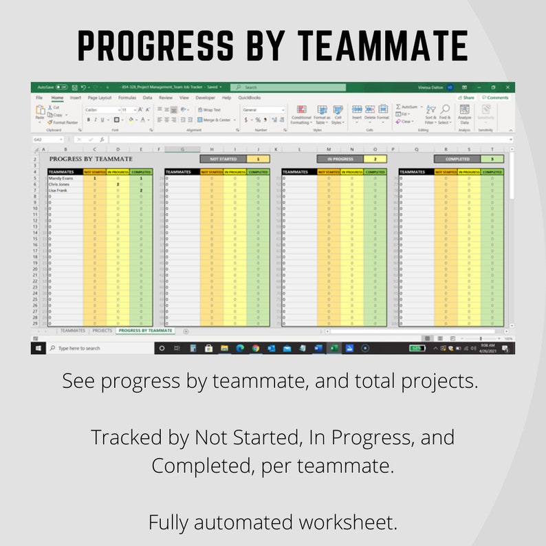 Project Management - Team Job Tracker - Team to Do List - Excel ...