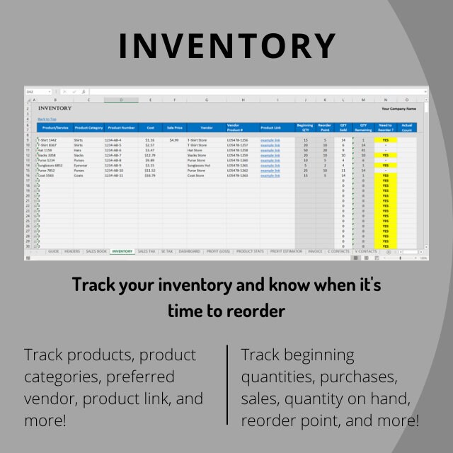 Ultimate Inventory & Sales Tracker - Bookkeeping for Sales - All in One ...